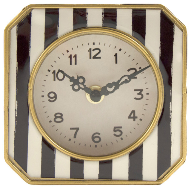 Black and White Striped Clock - Transitional - Desk And Mantel Clocks ...