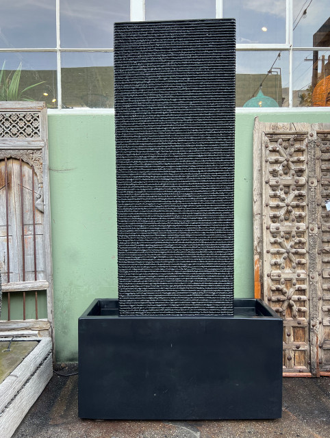 Tall Black Ripple Fountain - Transitional - Outdoor Fountains And Ponds ...