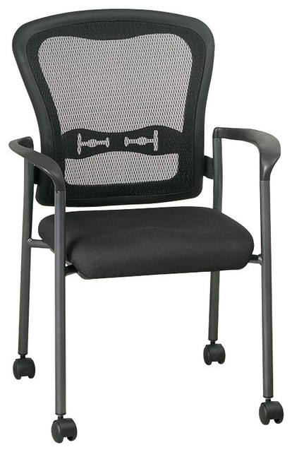 Titanium Chair With Arms, Casters and Breathable Mesh Progrid Back ...