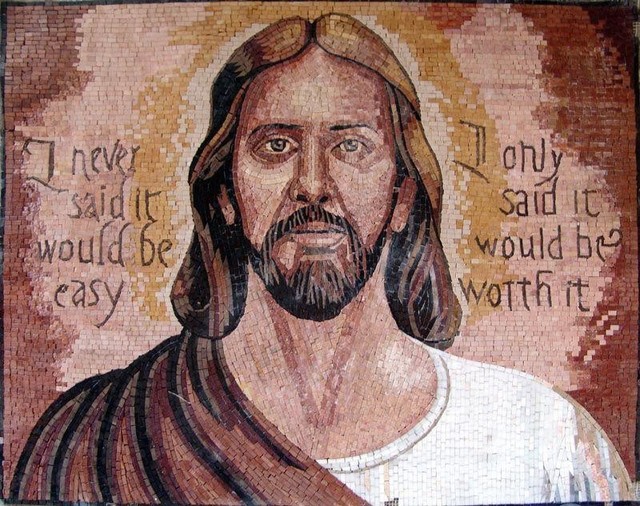 Jesus Christ Marble Mosaic Mural, 51" x 41" - Traditional - Tile Murals ...