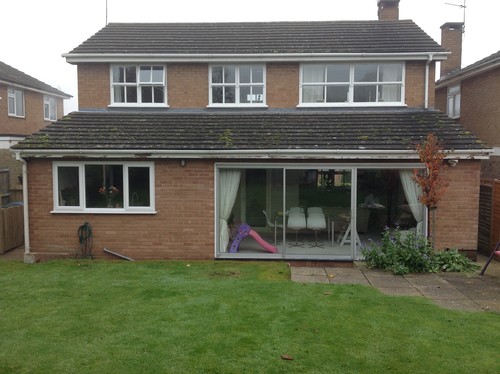 Exterior styling of 1970s house (windows and doors)