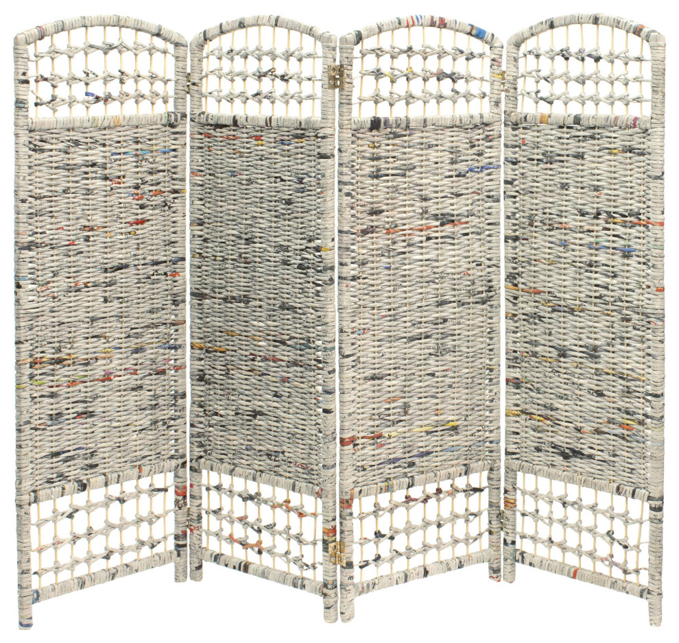 Tall Room Divider, Recycled Newspaper Panels With Top Arched Accents ...
