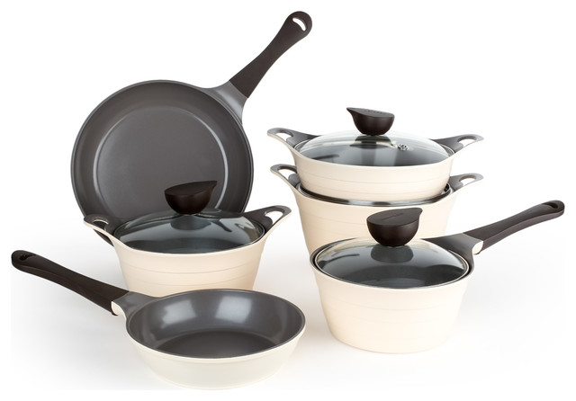 Neoflam Eela 10-Piece Ceramic Nonstick Cookware Set, Ivory ...