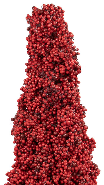50" Red Berry Cone Potted Christmas Topiary - Modern - Christmas Trees ...