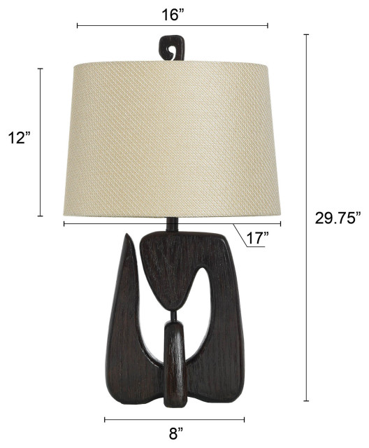 Contemporary Table Lamp - Chestnut Finish - Natural Linen Shade ...