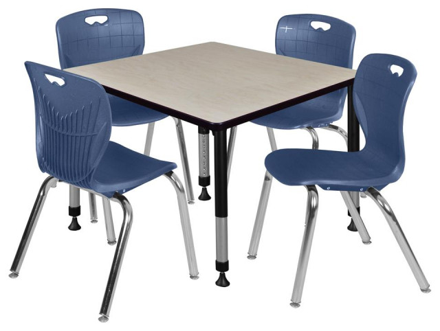 Kee 36" Square Height Adjustable Classroom Table Maple - Contemporary - Kids Tables And Chairs ...