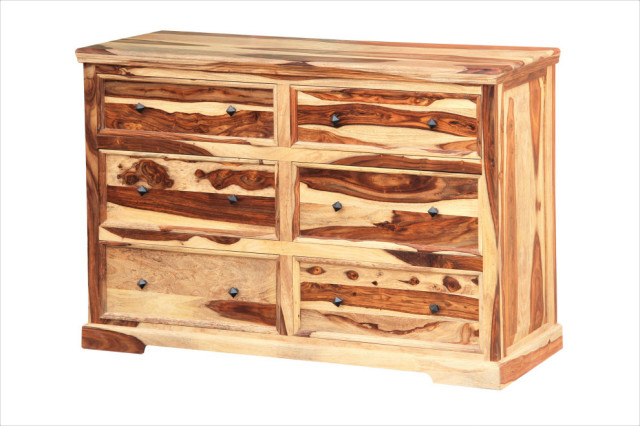 60" Two Tone Wood Rustic Farmhouse Double Dresser Chest of Drawers ...