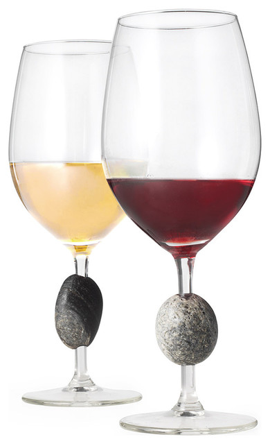 Stone Wine Glasses, Set of 2 - Contemporary - Wine Glasses - by Sea ...