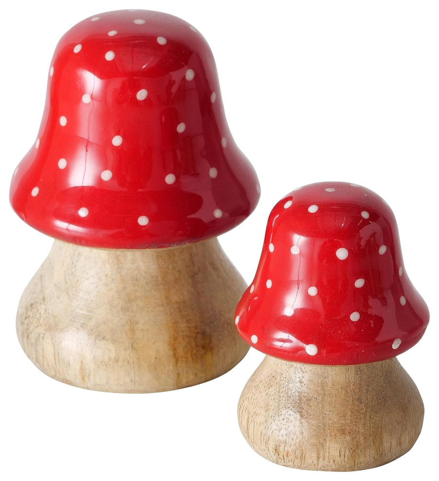 2 Piece Baby Mushroom Figurines - Contemporary - Decorative Objects And ...