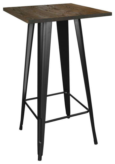 AmeriHome Loft Black Metal Pub Table with Wood Top - Modern - Indoor ...