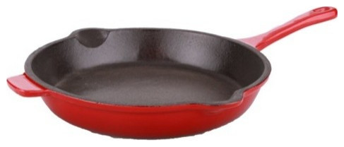 Neo 10" Cast Iron Fry Pan, Red - Contemporary - Frying Pans And ...