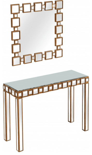 Square Reflective Mirror and Console Table - Contemporary - Console ...