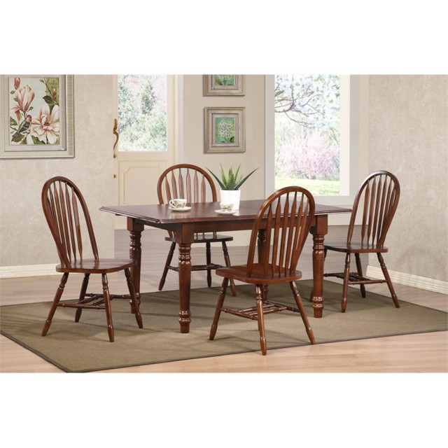 Andrews Arrowback Windsor Dining Side Chair Chestnut Brown Solid Wood ...