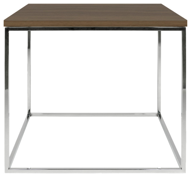Modern Walnut Minimal Metal Cube Side Table - Contemporary - Side ...