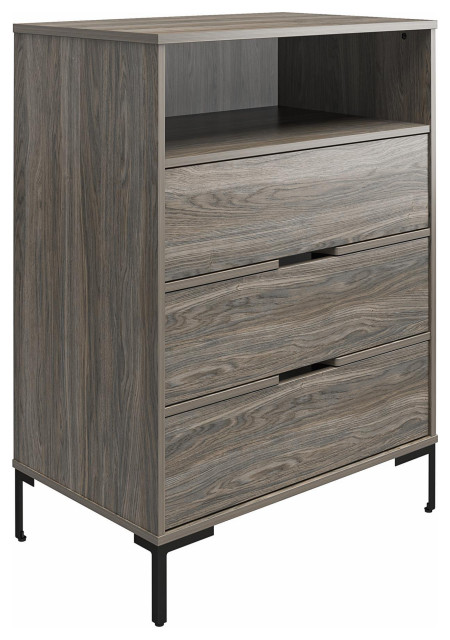 Modern Industrial Dresser, 3 Spacious Drawers & Upper Open Shelf ...