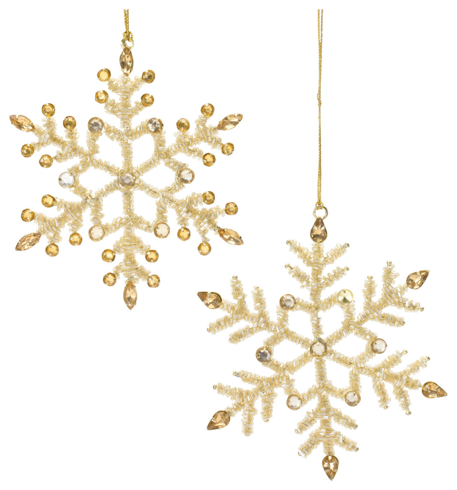 Jeweled Metal Snowflake Ornament, Set of 12 - Christmas Ornaments - by ...