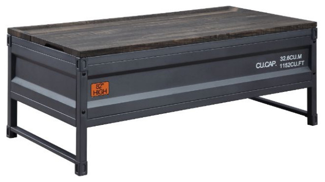 Acme Cargo Lift-Top Coffee Table Weathered Oak and Gunmetal Finish ...