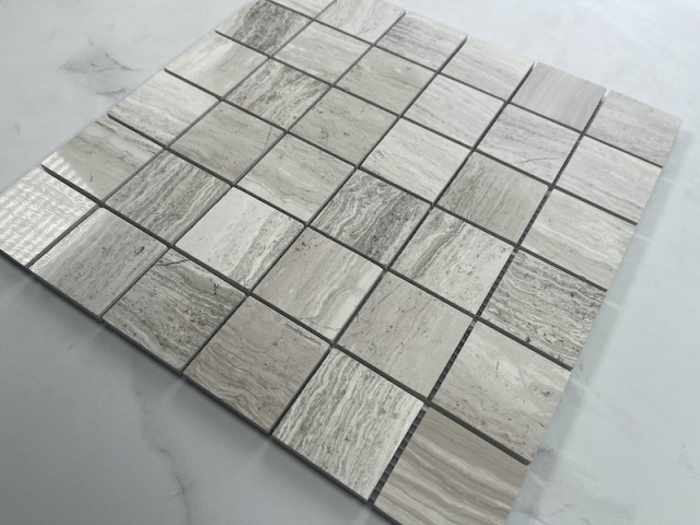 Athens Silver Cream Haisa Light Marble 2x2 Square Mosaic Tile Polished ...