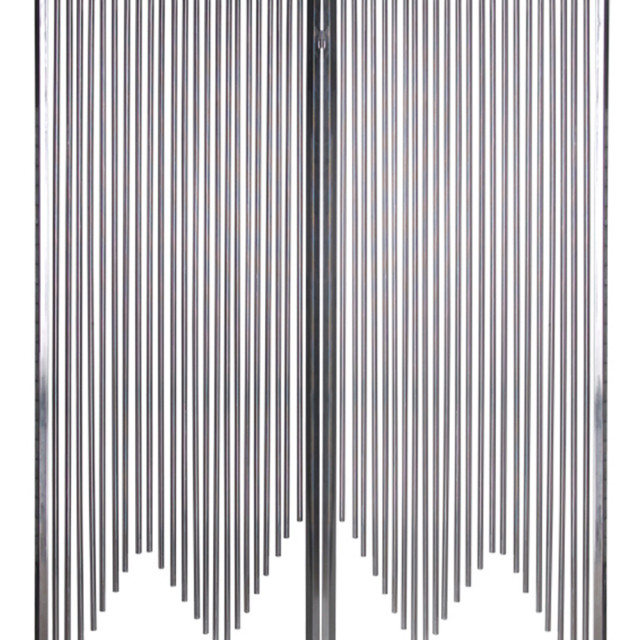 2 Panel Foldable Room Divider with Vertical Metal Design, Small, Silver ...