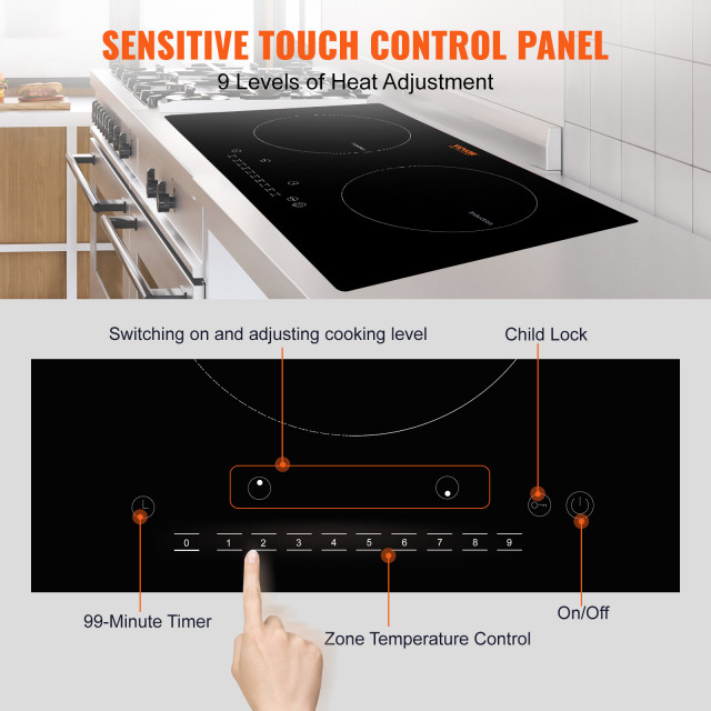 VEVOR Electric Cooktop Multi-Burners Ceramic Glass Stove Top Touch ...