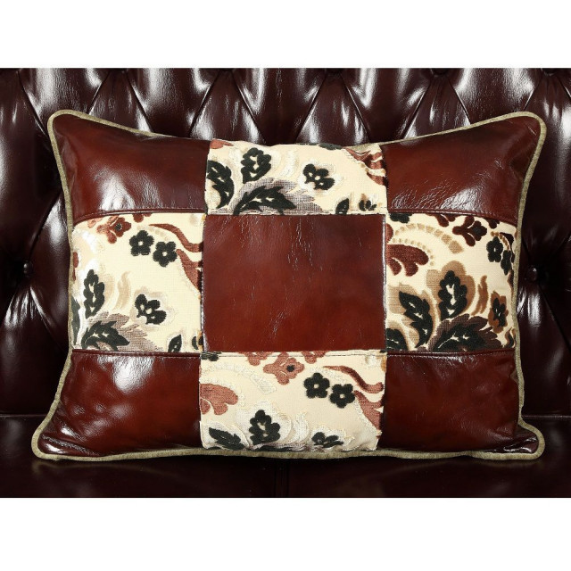 ACME Forsythia Chair With1 Pillow, Espresso Top Grain Leather Match and ...