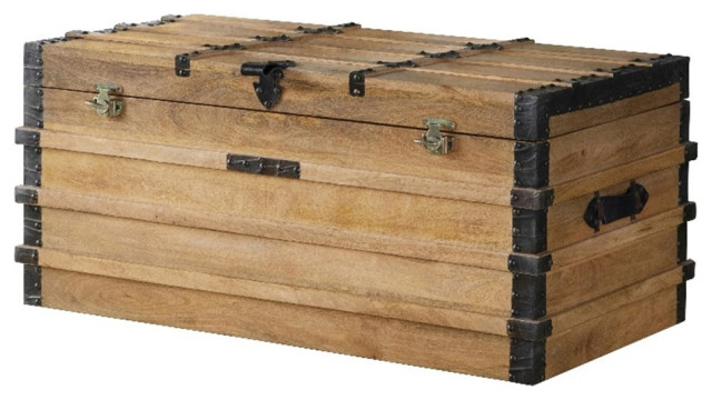 Coaster Simmons Traditional Wood Rectangular Storage Trunk in Natural ...