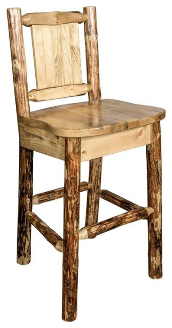 Montana Woodworks Glacier Country 30" Barstool with Moose Design in ...