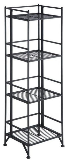 Pemberly Row 4 Tier Folding Shelf in Black - Industrial - Display And ...