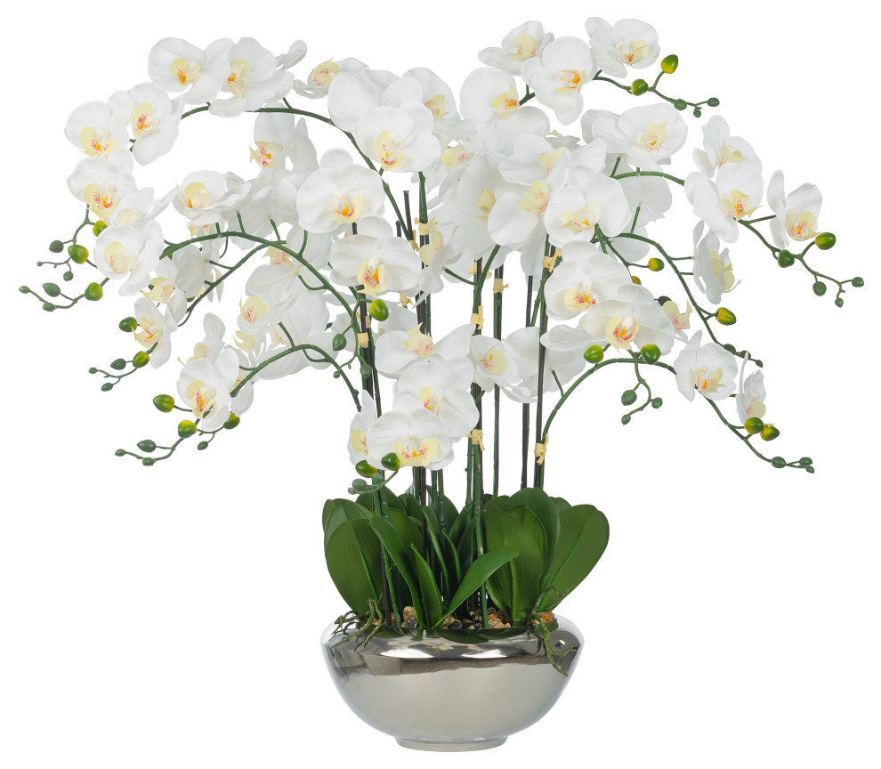 Plastic Phalaenopsis Orchids Floral Arrangement, Pot - Artificial ...