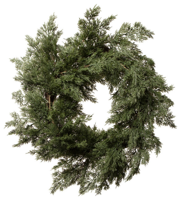 24" Green Cypress Wreath - Contemporary - Wreaths And Garlands - by ...