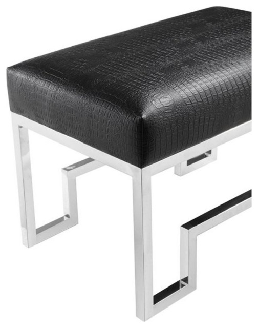 American Home Classic Laurence 18" Stainless Steel/Fabric Stool in ...