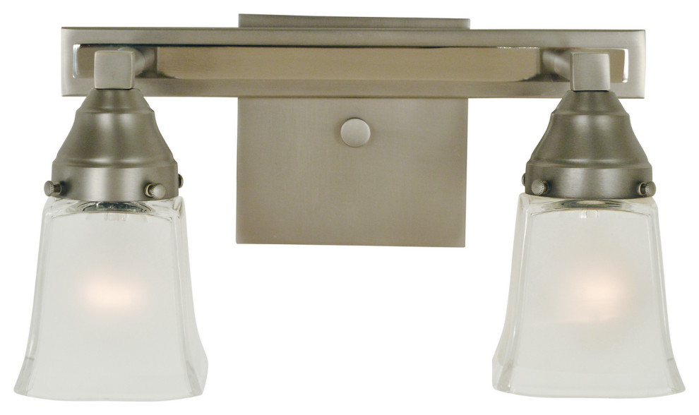 Mercer 2-Light Bath Vanity Fixture, Satin Pewter With Polished Nickel ...