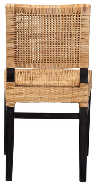 Baxton Studio Lesia Brown Rattan and Espresso Brown Mahogany Wood ...