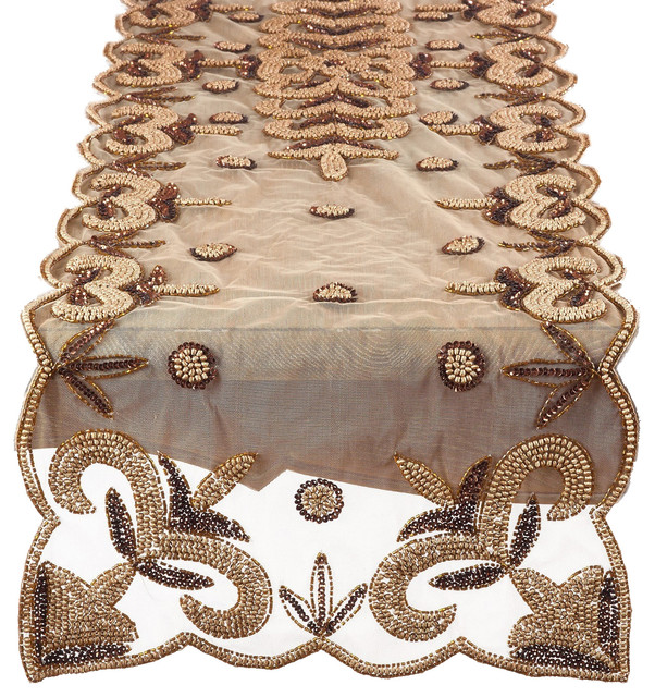 Hand Beaded Table Runner - Traditional - Table Runners - by Fennco ...