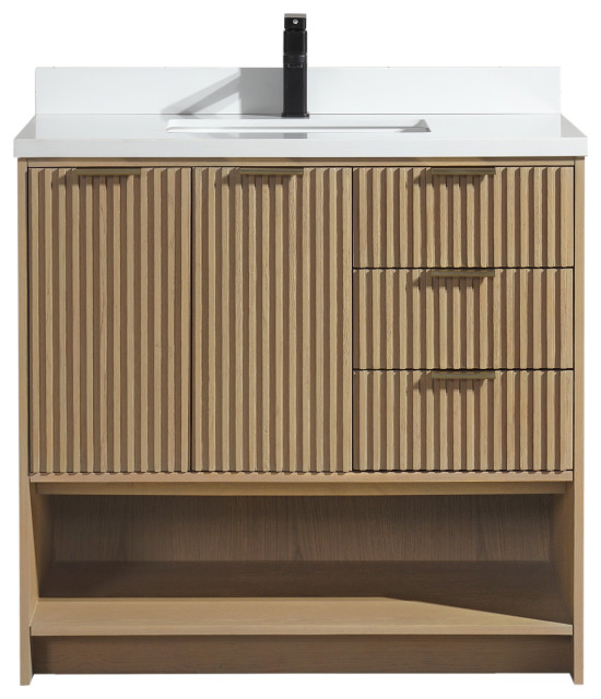 Ari Kitchen and Bath San Diego Bath Vanity, Oak, 36", Freestanding ...