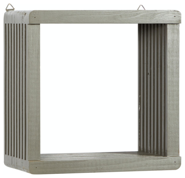 Grey Wood Contemporary Wall Shelf, 12x12x7 - Farmhouse - Display And ...