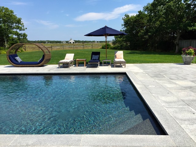 Black Marble Pebble Tec w/ India Black Tile - Pool - Boston - by ...