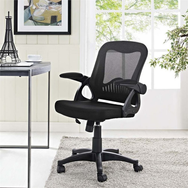 Modway Advance Modern Durable PP Plastic Office Chair in Black ...