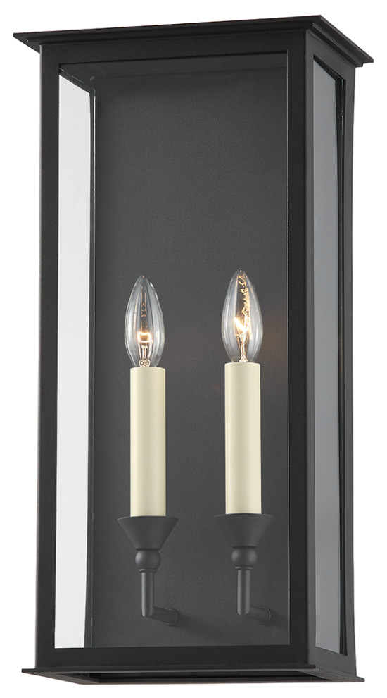 Exterior Wall Sconce, Textured Black - Transitional - Outdoor Wall ...