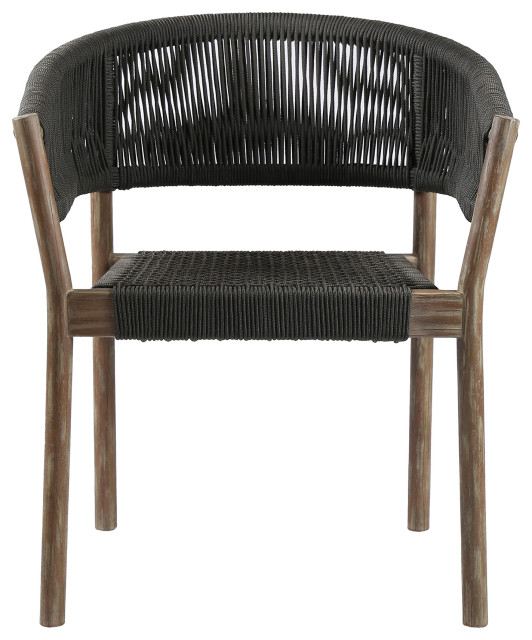 Doris Indoor Dining Chair in Light Eucalyptus Wood with Charcoal Rope ...