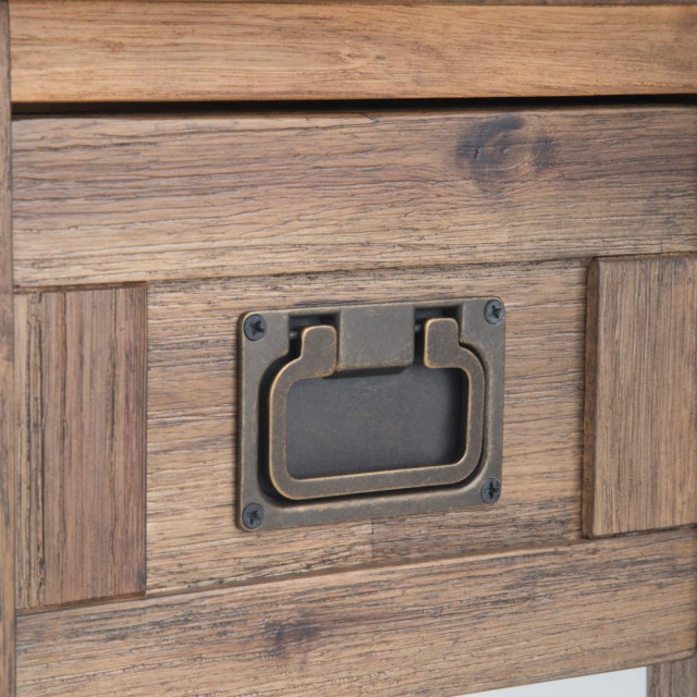 Narrow End Table, Acacia Wood Frame With Slim Drawer, Rustic Natural ...