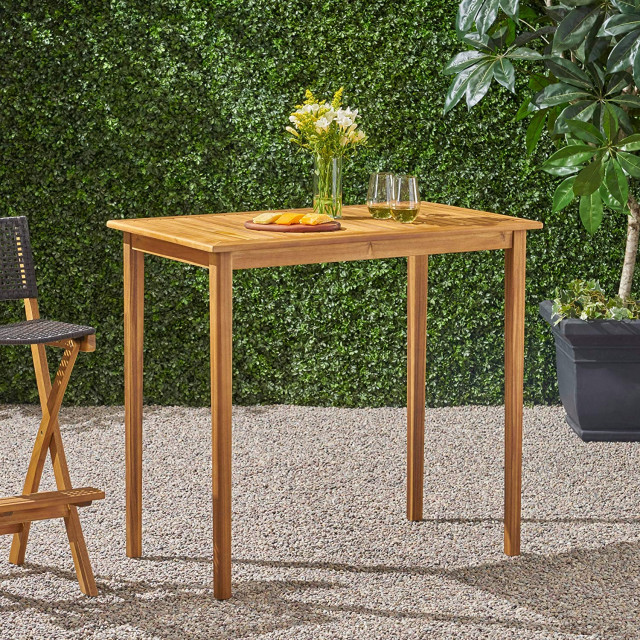 Outdoor Bar Table, Minimalistic Design With Rectangular Slatted Top ...
