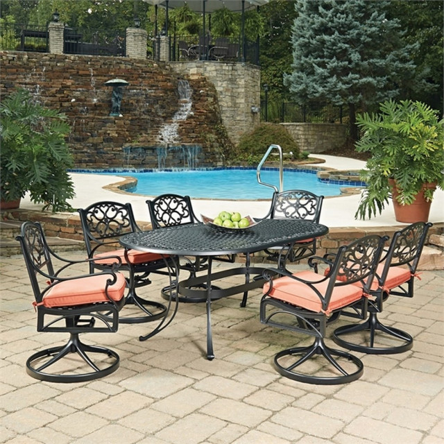 Pemberly Row Traditional Gray Aluminum Outdoor Dining Table ...