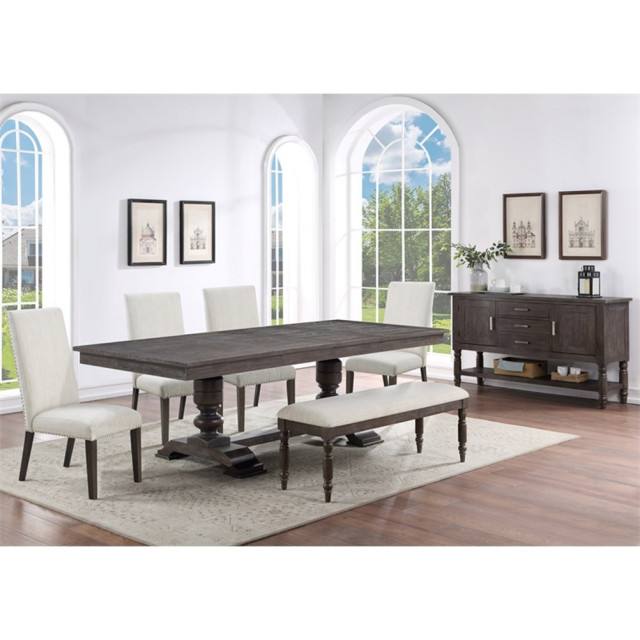 Hutchins Washed Espresso Wood Dining Table - Traditional - Dining ...