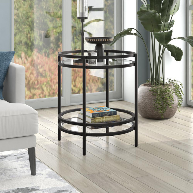 Robillard 20'' Wide Round Side Table in Blackened Bronze - Contemporary ...