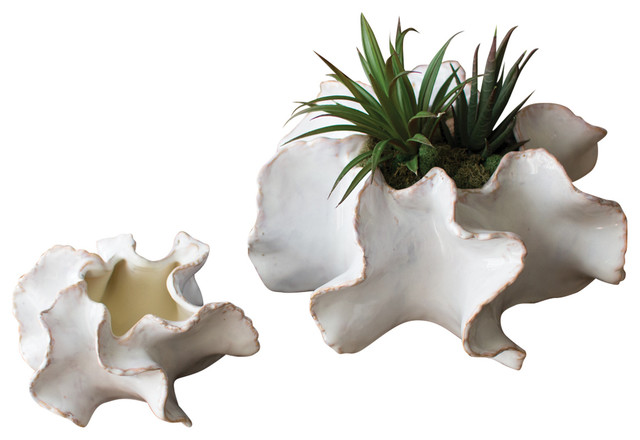 Organic Ceramic Planters, Set of 2 - Farmhouse - Indoor Pots And ...