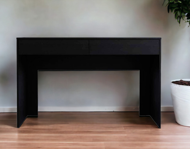47" Black Computer Desk with Two Drawers - Transitional - Desks And ...
