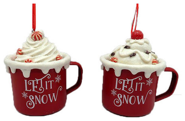 December Diamonds Candy Cane Lace Set Of 2 Assortment Hot Choc Mugs ...