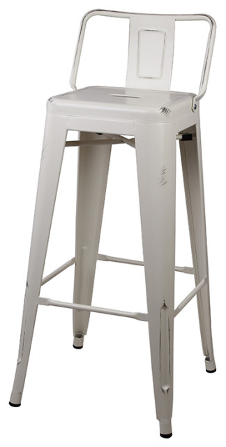 Lowback Antique White Metal Bar Stools, Set of 1 - Industrial - Bar ...
