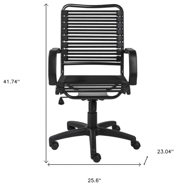 Black Adjustable Swivel Bungee Rolling Office Chair - Contemporary ...